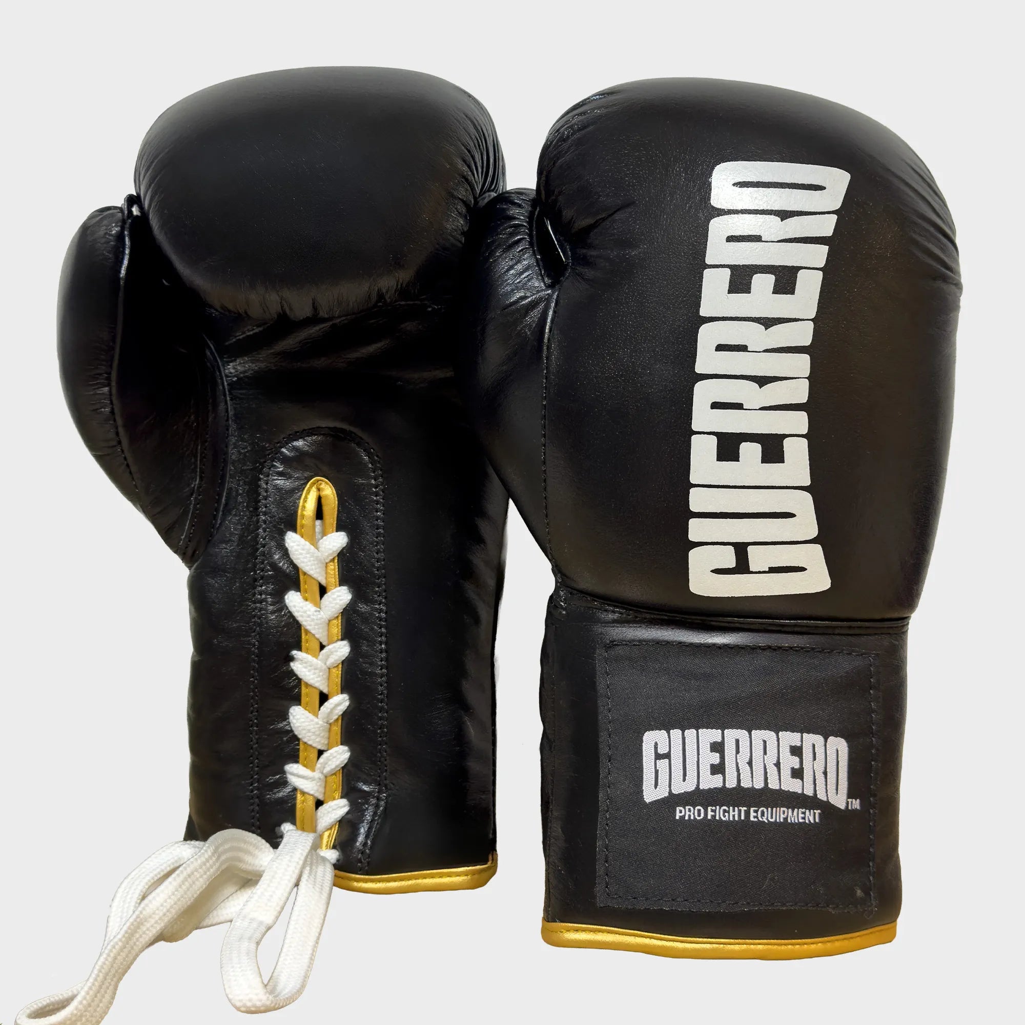 Guantoni da Boxe con Lacci – Titan In Vera Pelle Neri | Guerrero ...